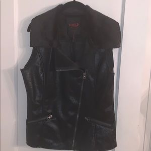 Yoki | Jackets & Coats | Yoki Pleather Black Distressed Sleeveless Vest ...